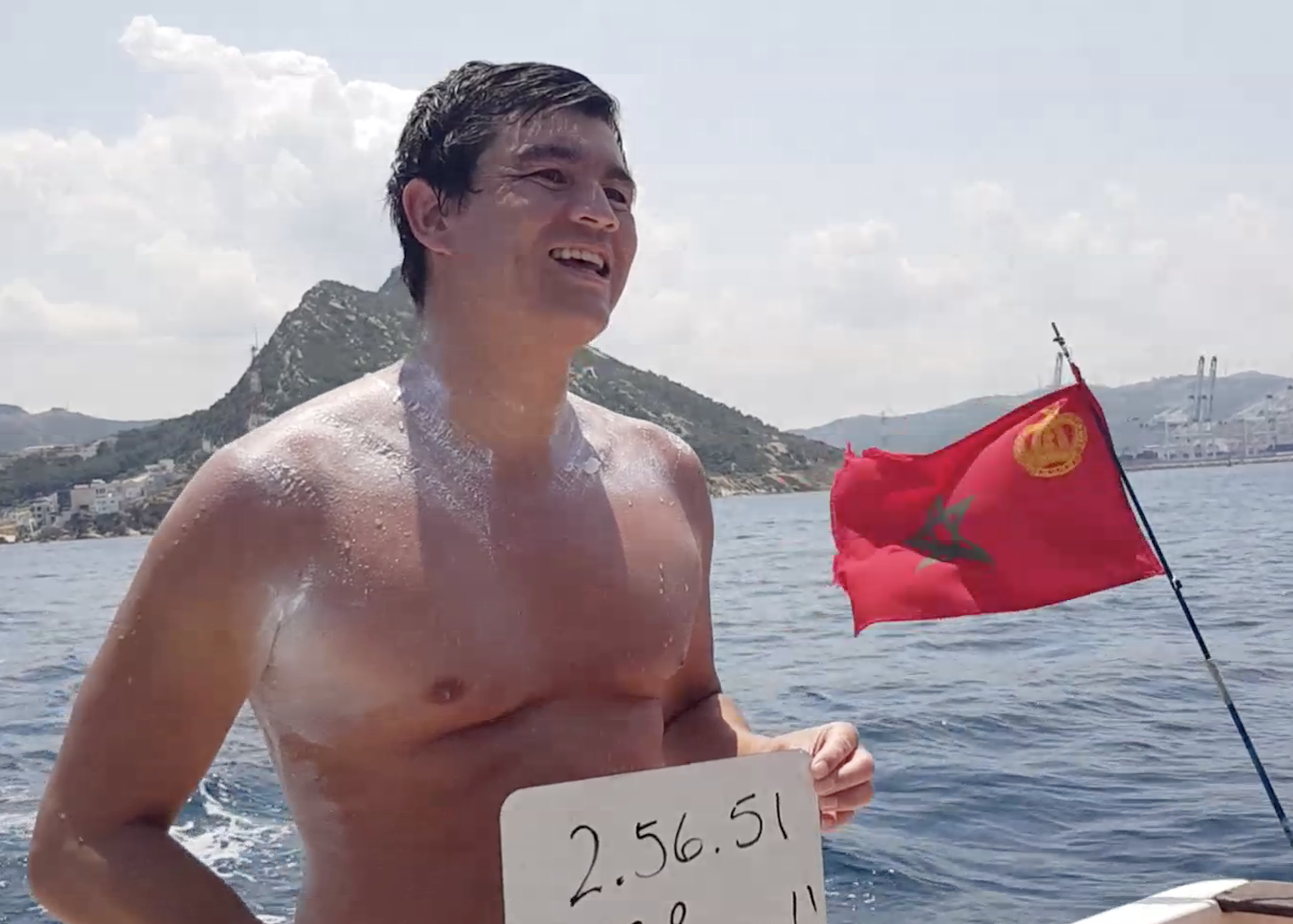 Andy Donaldson sets a new British record for swimming the Gibraltar ...
